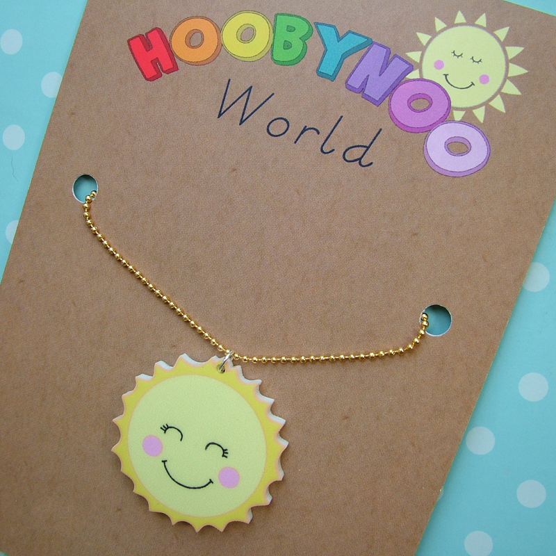 Happy Sun Acrylic Summer Necklace - Childrens Character Necklace on Luulla